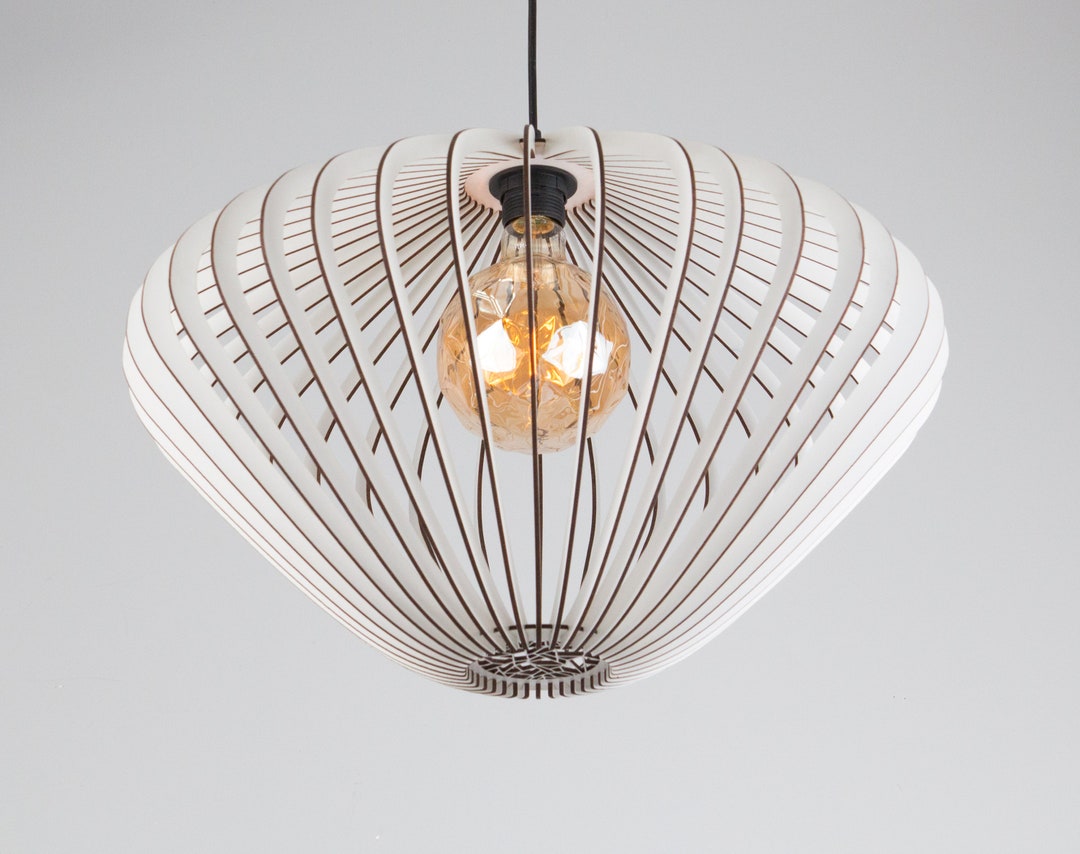 Contemporary White Wooden Ceiling Light | Minimalist LED Fixture for ...