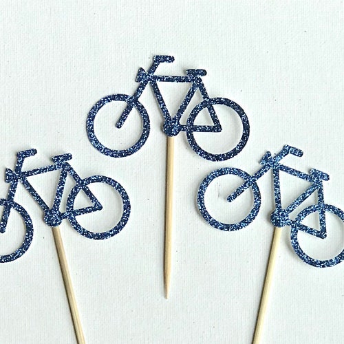 12 Road Bicycle Cupcake Toppers acrylic - Etsy