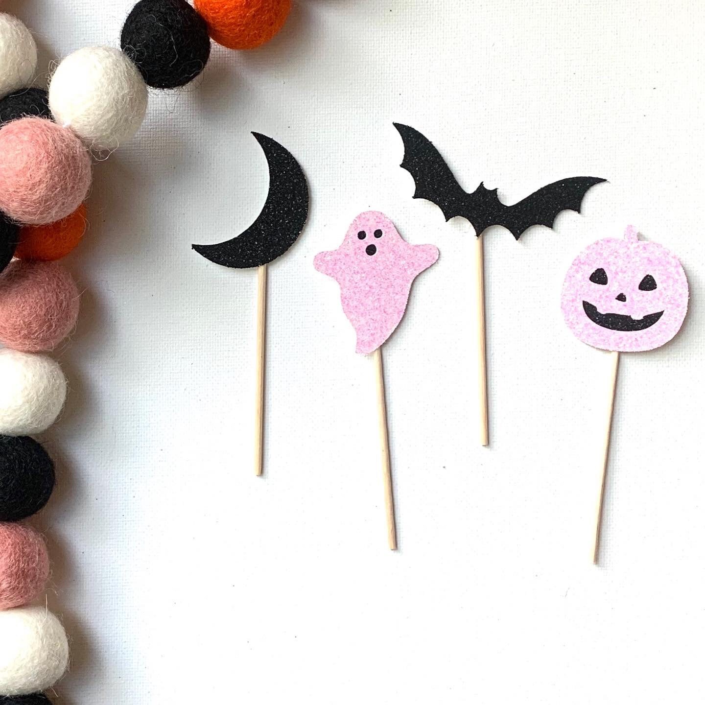 Halloween Cupcake Toppers Pink Halloween - Etsy
