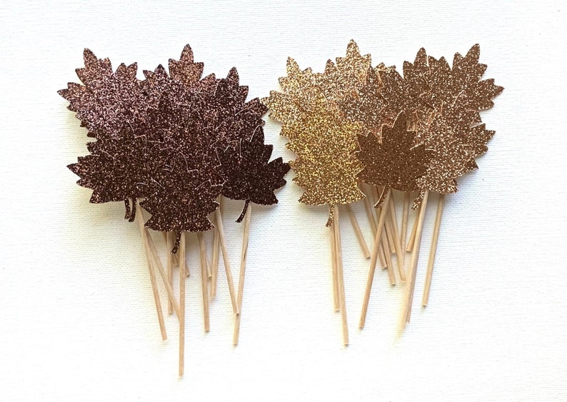 Fall Leaf Cupcake Toppers Leaf Cupcake Toppers Fall Cupcake - Etsy