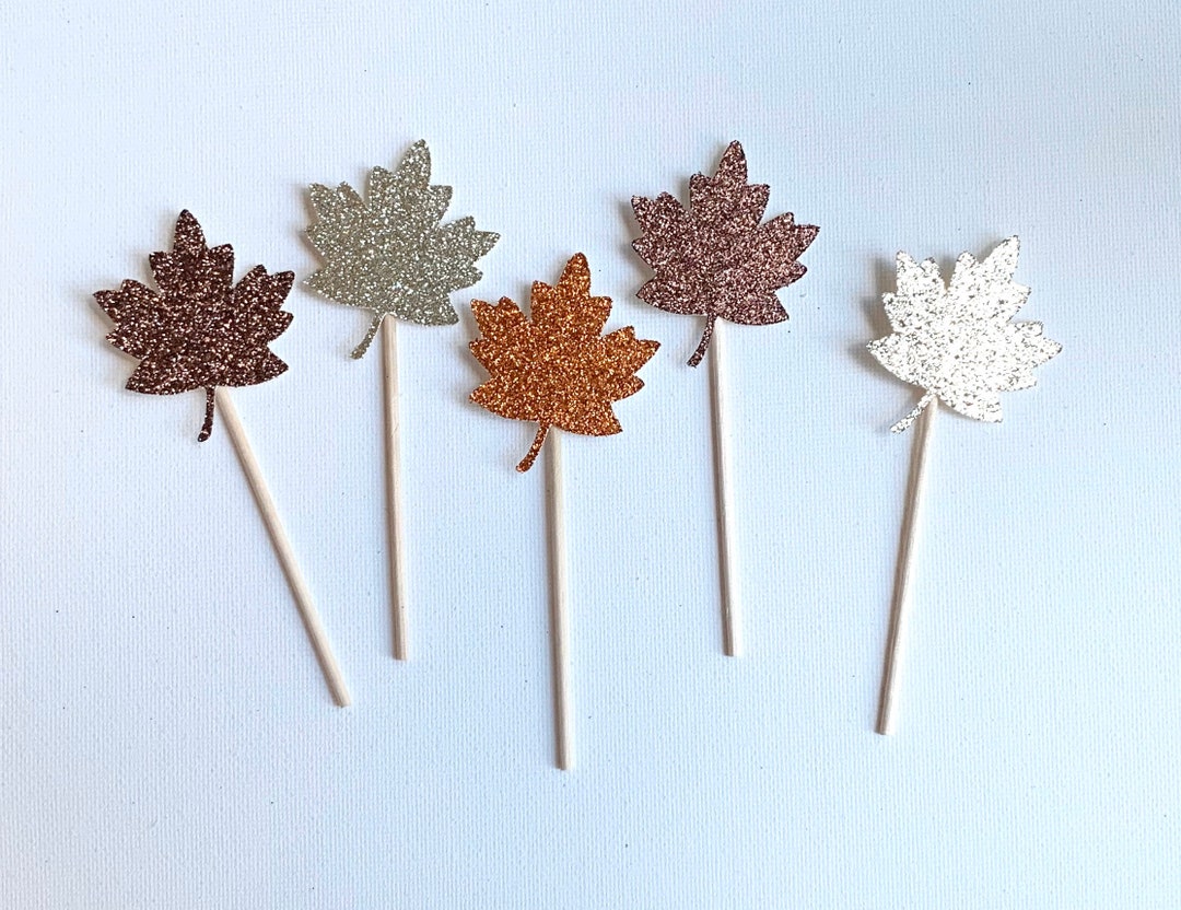 Fall Leaf Cupcake Toppers, Leaf Cupcake Toppers, Fall Cupcake Toppers ...