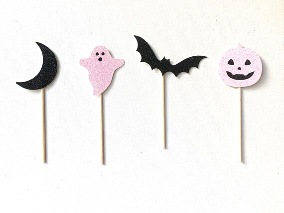 Halloween Cupcake Toppers Pink Halloween | Etsy