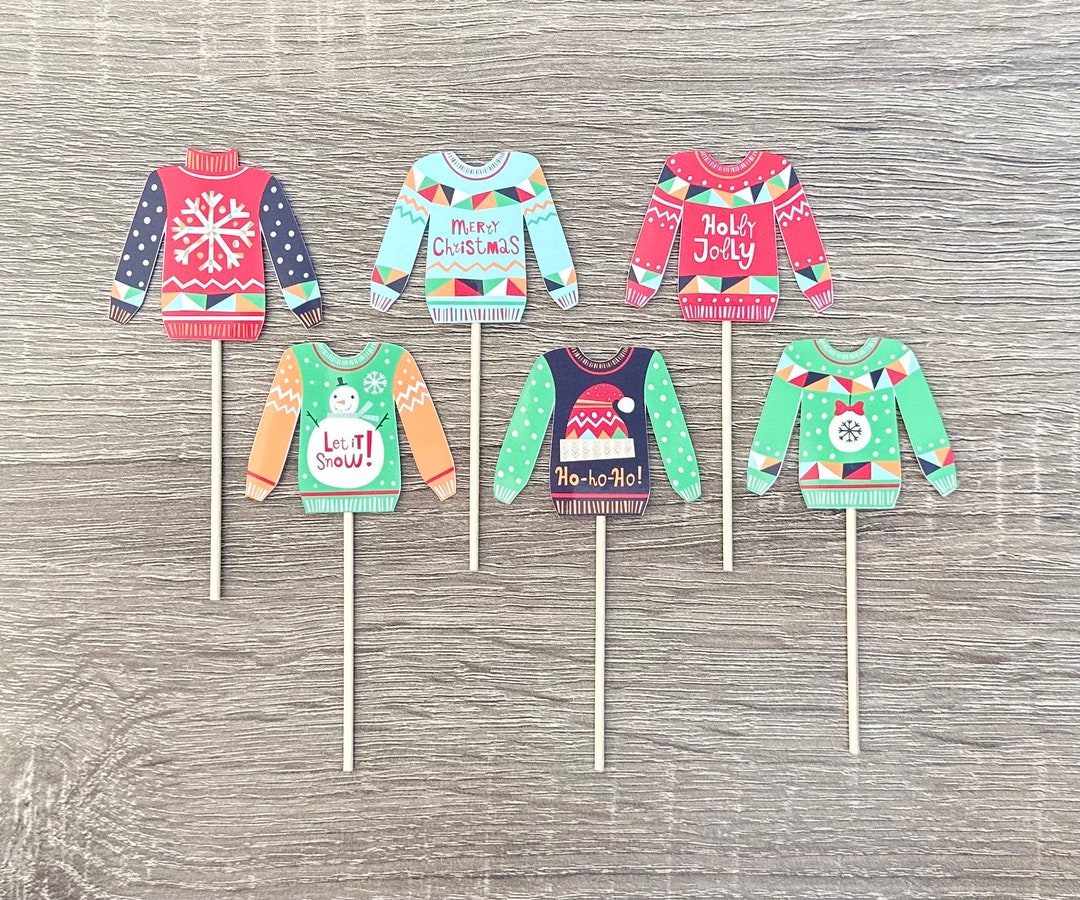 Ugly Sweater Cupcake Toppers, Christmas Cupcake Toppers, Holiday ...