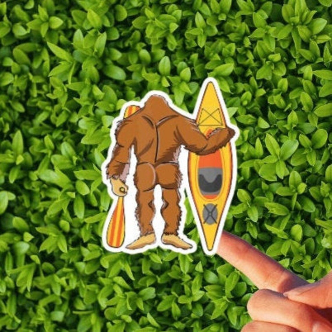 Bigfoot With a Kayak Vinyl Sticker Decal! / Fantasy / UFO / Cryptid ...