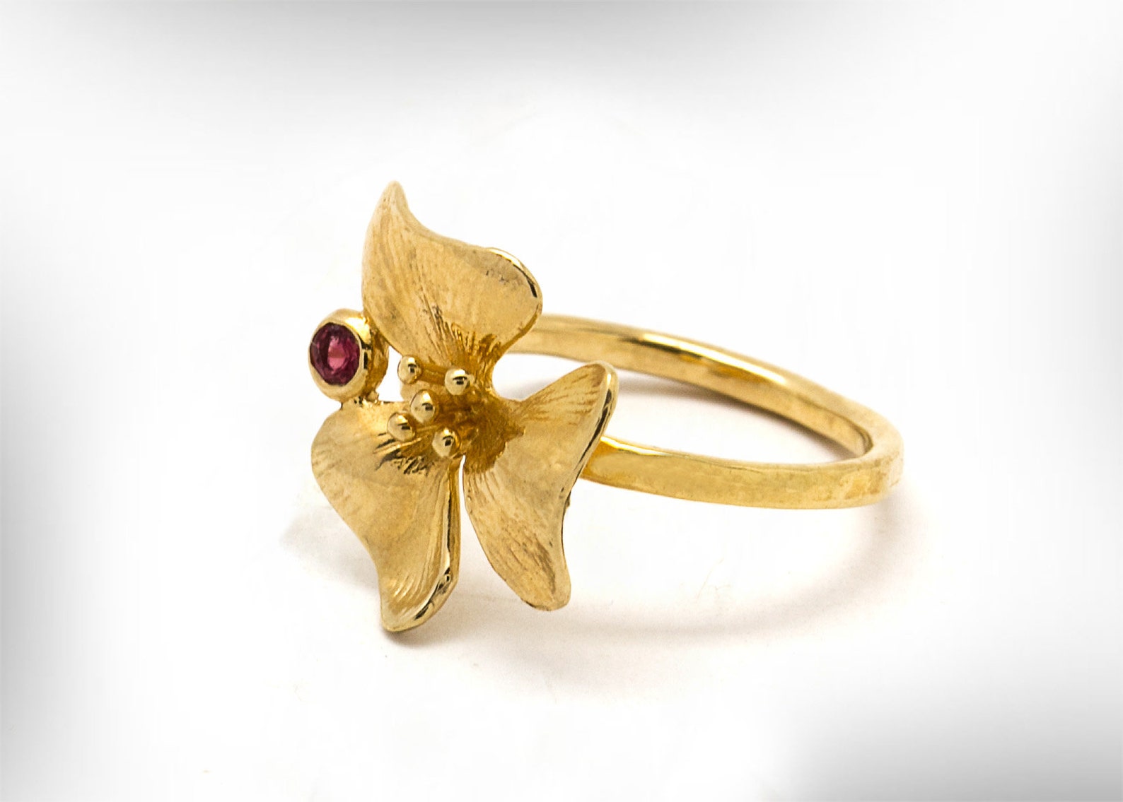 Gold Flower Ring Gemstone Ring for Women Orchid Ring - Etsy