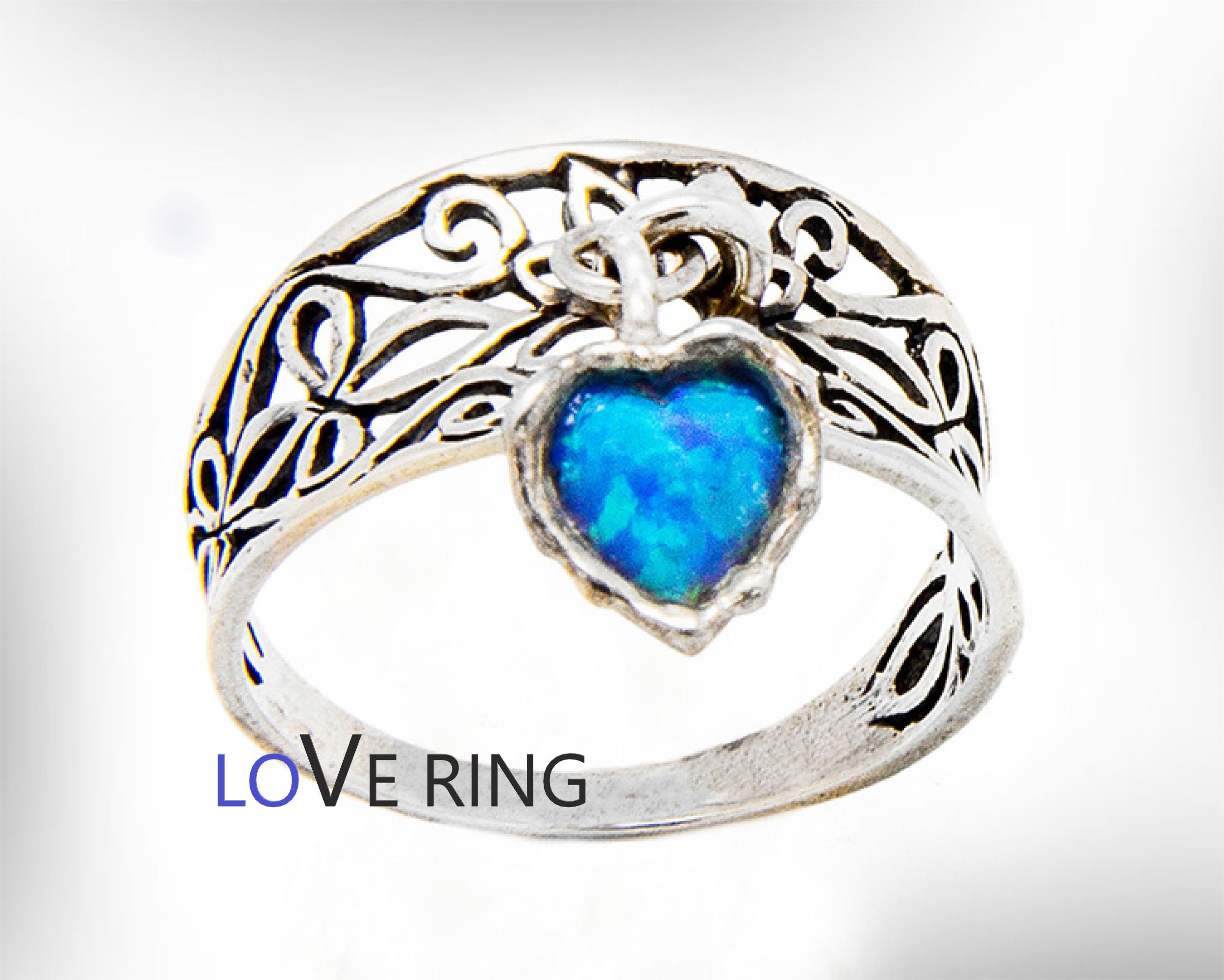 Heart Ring Heart Charm Ring Love Ring for Women Heart - Etsy