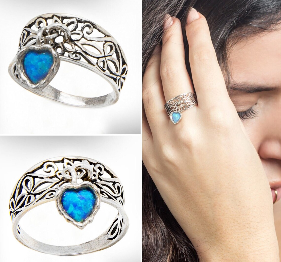 Heart Ring Heart Charm Ring Love Ring for Women Heart - Etsy