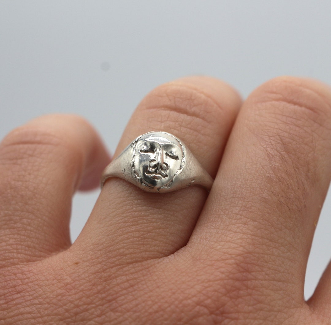 Silver Face Ring, SIGNET FACE RING - Etsy
