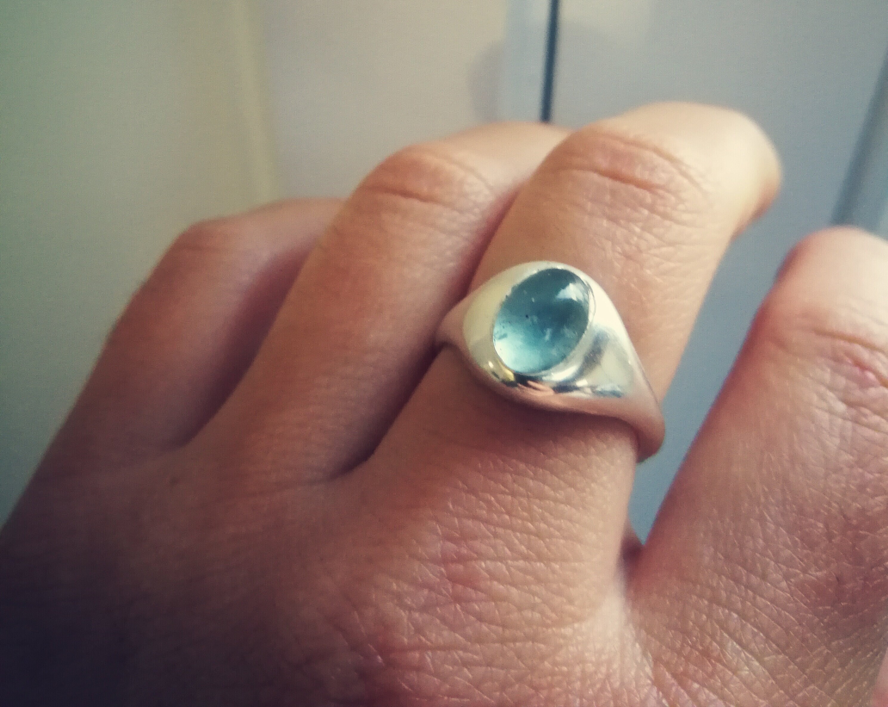 LADIES SIGNET RING Blue Aquamarine Ring | Etsy