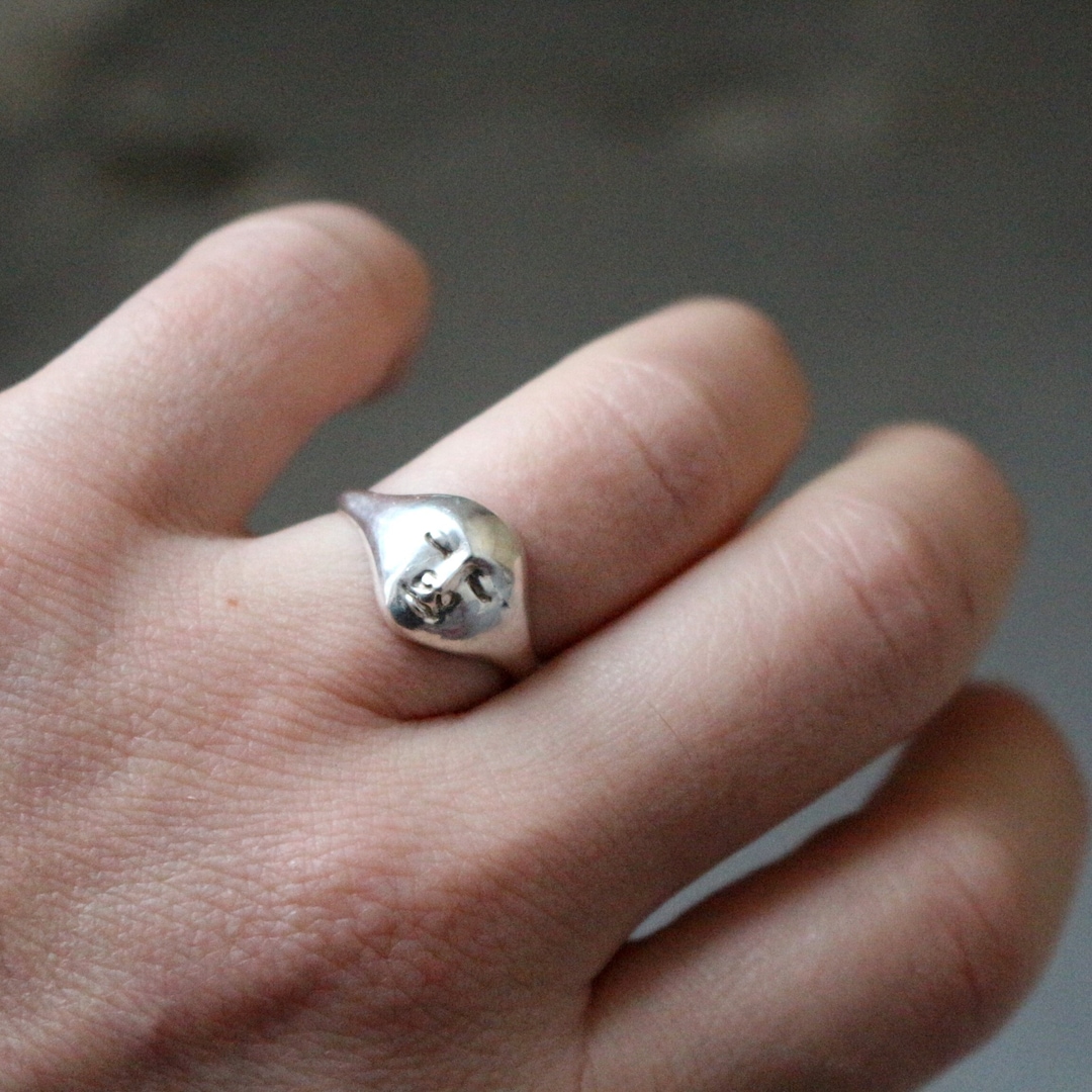 Sterling Silver Moonface Ring, Ladies SIGNET FACE RING - Etsy