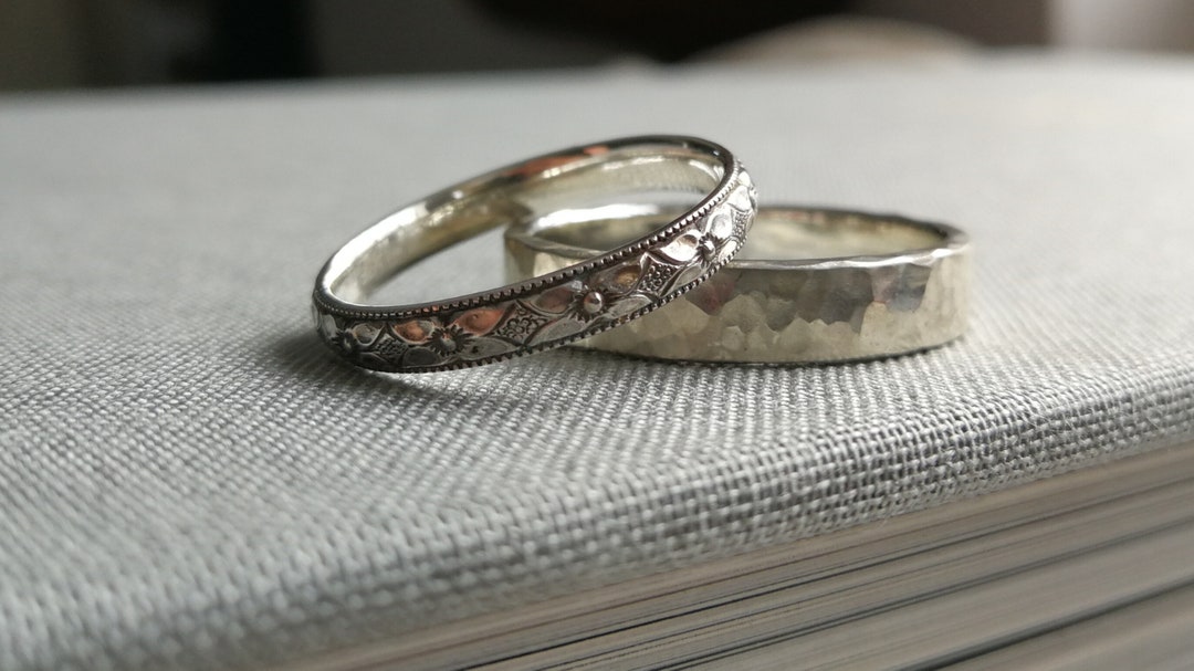 Parure D'alliances En Argent Sterling, Alliance Avec Fleurs Pour Femme ...