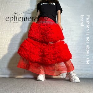 Red Ruffled Chiffon Skirt ,rincess Puffy Skirt,wedding Skirt,cake Skirt ...