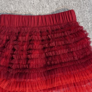 Red Gradient Tiered Tulle Skirt: Ruffled Fairy Bridal Skirt - Etsy