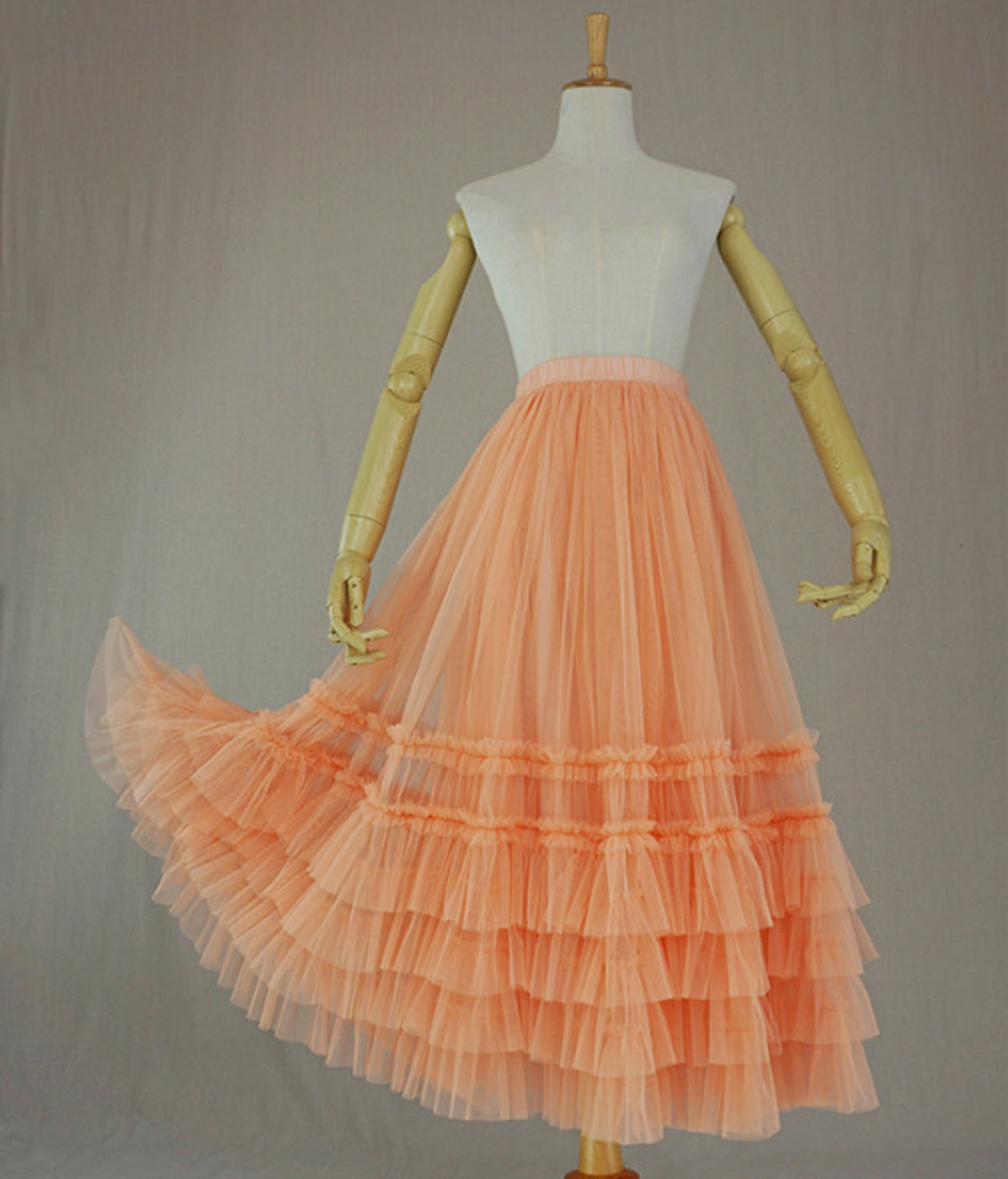 Romantic Layered Tulle Maxi Skirthandmade Stretch High Waist - Etsy