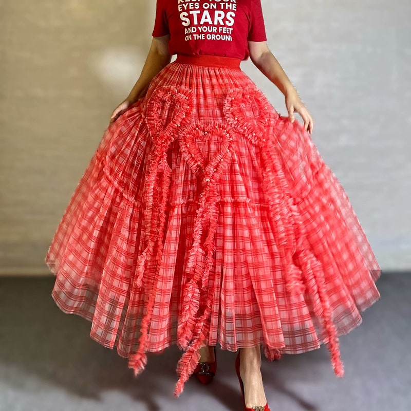 Red Plaid Skirt - Etsy