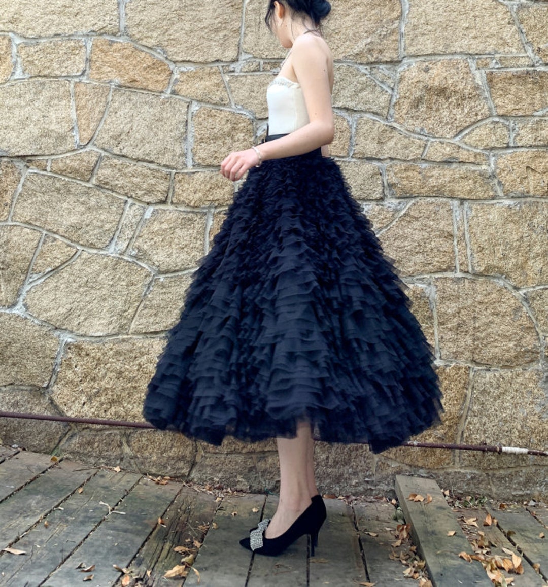 White Ruffled Tulle Skirt,layered Tulle Princess Skirt,wedding Tulle ...