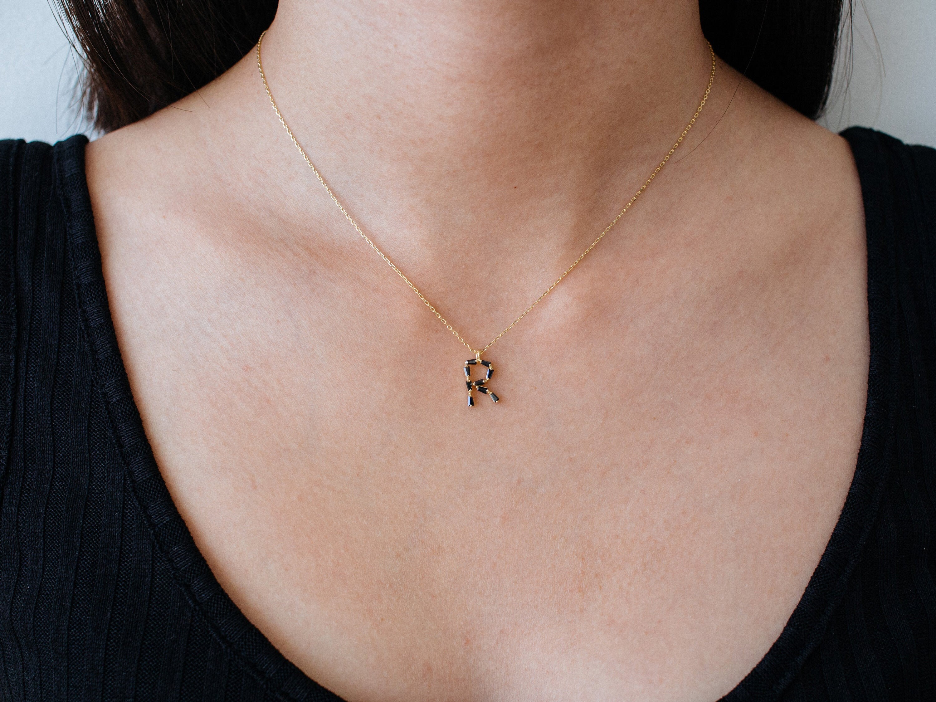 Monogram R, Alphabet, Initial Necklace, Letter Necklace 925 Sterling ...