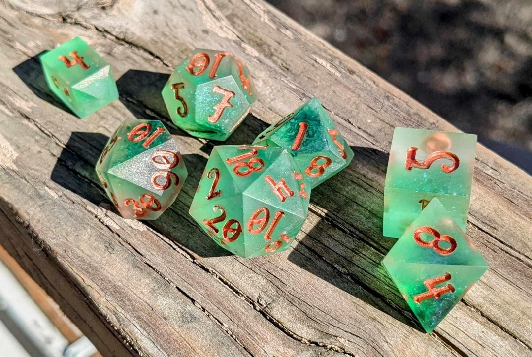 Absinthe-minded | Sharp Edge Polyhedral Dice - Etsy