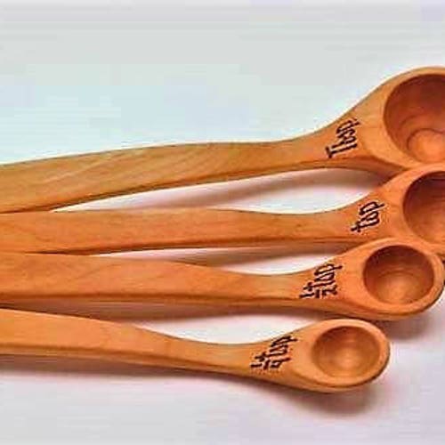Long Handled Measuring Spoons wooden Cherry Wood - Etsy