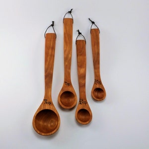 Long Handled Measuring Spoons (wooden, Cherry Wood) - Etsy