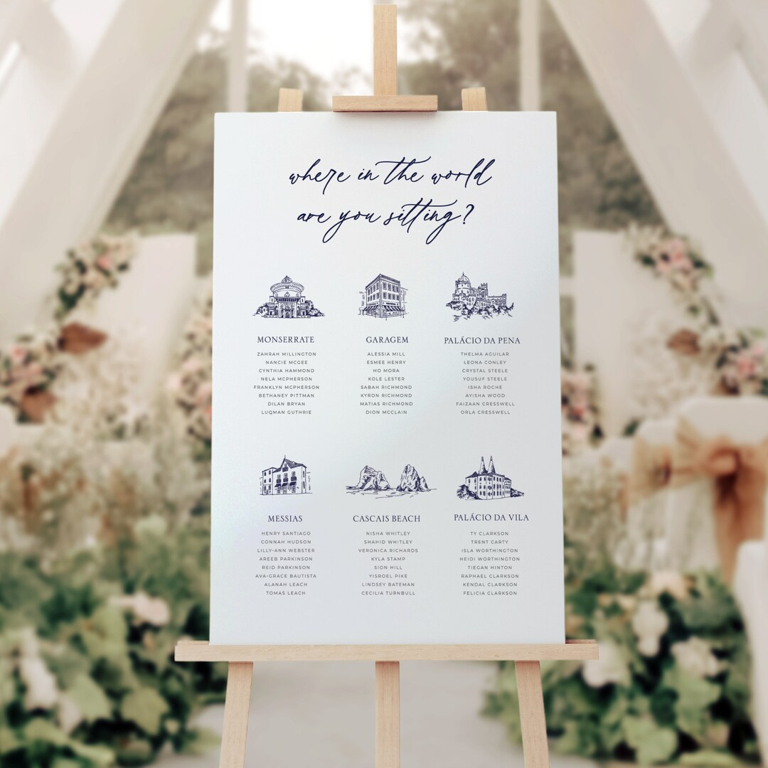 Custom Illustrated Seating Chart, Table Plan, Simple Minimalist Line ...