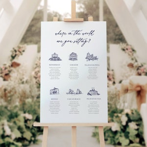 Custom Illustrated Seating Chart, Table Plan, Simple Minimalist Line ...