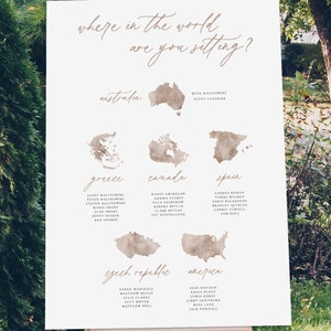 Countries Travel Table Plan, World Map Wedding Seating Chart ...