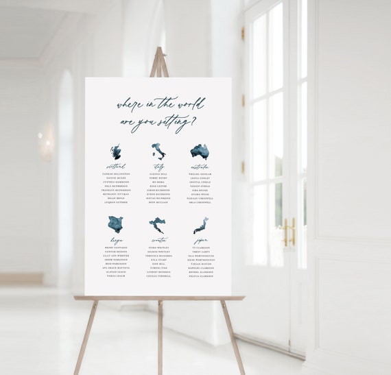 Countries Travel Table Plan World Map Wedding Seating Chart | Etsy UK
