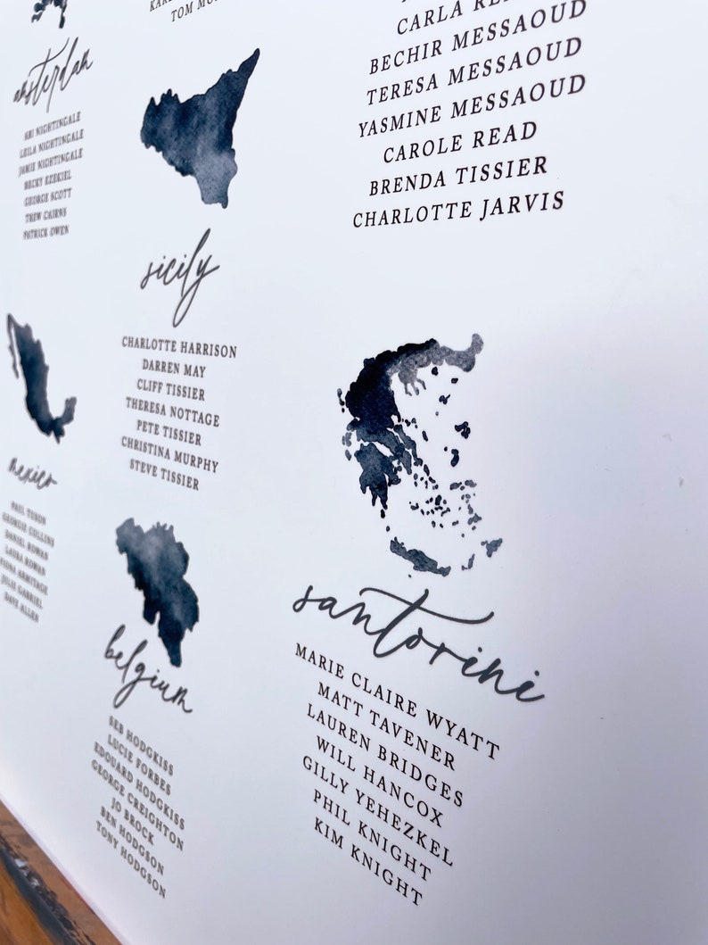 Countries Travel Table Plan World Map Wedding Seating Chart - Etsy