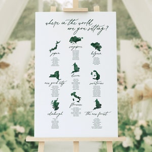 Countries Travel Table Plan, World Map Wedding Seating Chart ...