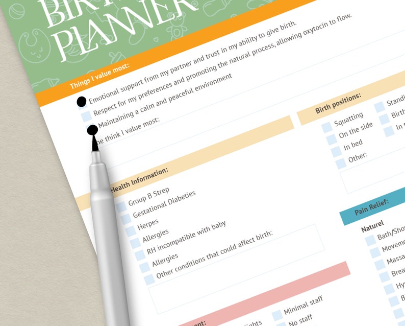 Birth Plan Template It's a Boy/girl and Gender Neutral Birth Preference ...