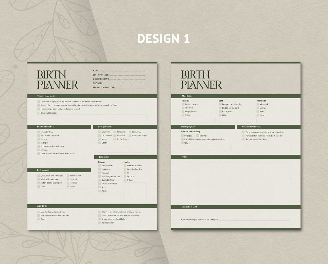 Birth Plan Template It's a Boy/girl and Gender Neutral Birth Preference ...