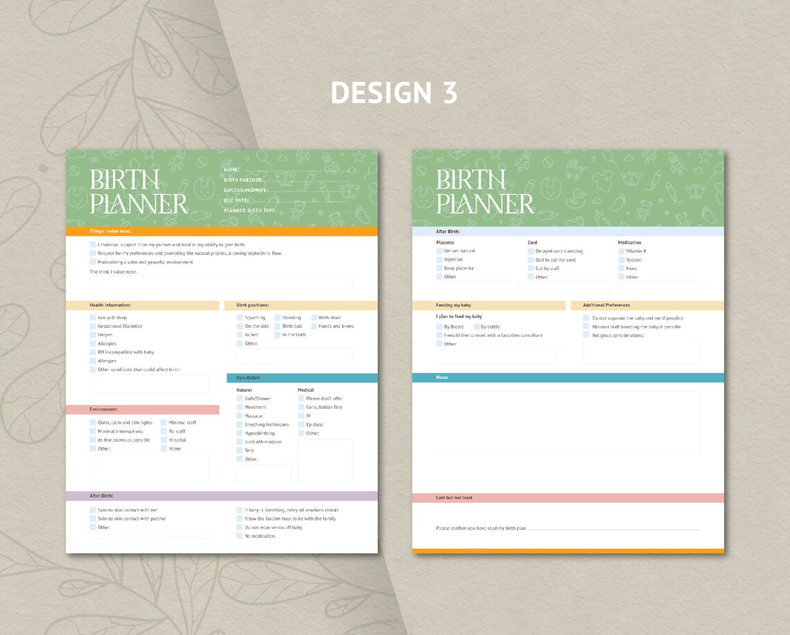 Birth Plan Template It's a Boy/girl and Gender Neutral Birth Preference ...