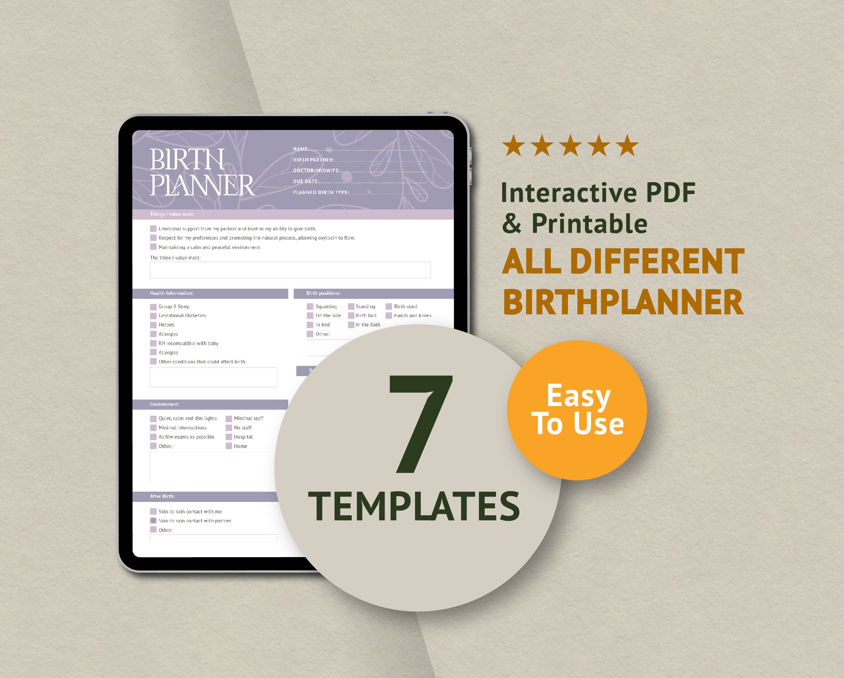 Birth Plan Template It's a Boy/girl and Gender Neutral Birth Preference ...