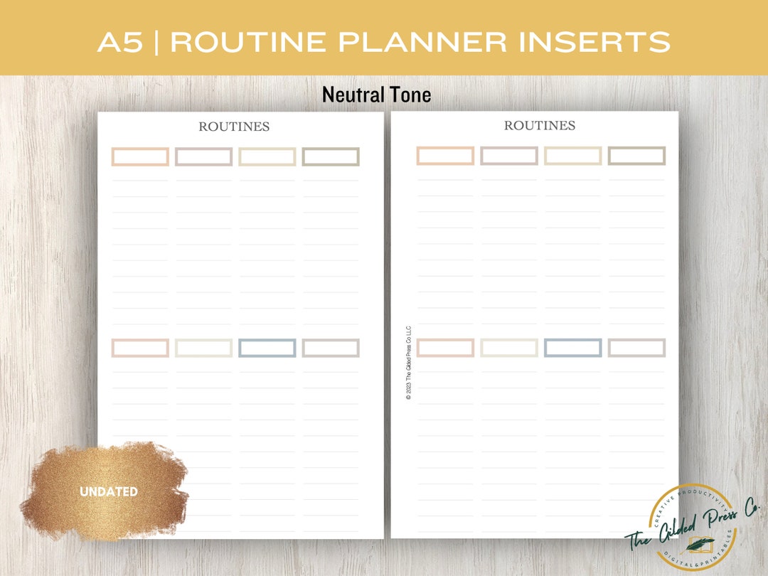 A5 Planner Inserts | Routine Planner| Planner Printables | A5 Rings ...