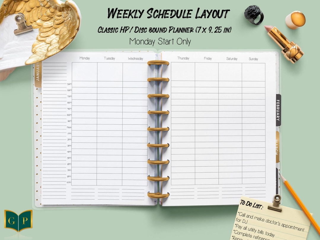 Undated Weekly Schedule Layout (classic Happy Planner) - Etsy