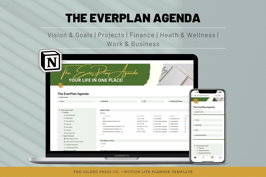 The Everplan Agenda| All-in-one for Yearly Planning, Vision Boards ...