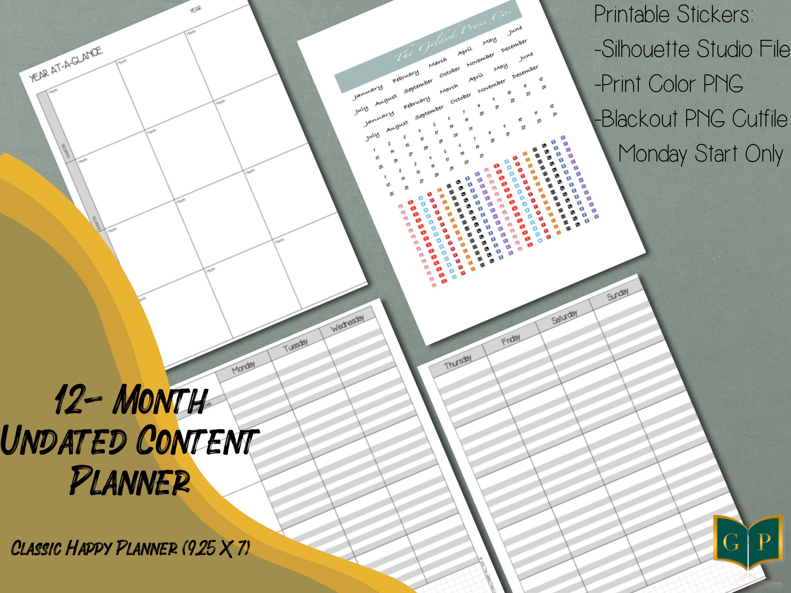 12 Month Undated Content Planner Bundle (classic Happy Planner) - Etsy