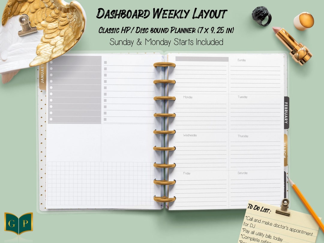 Happy Planner Dashboard Layout Printable Insert, Classic Happy Planner ...