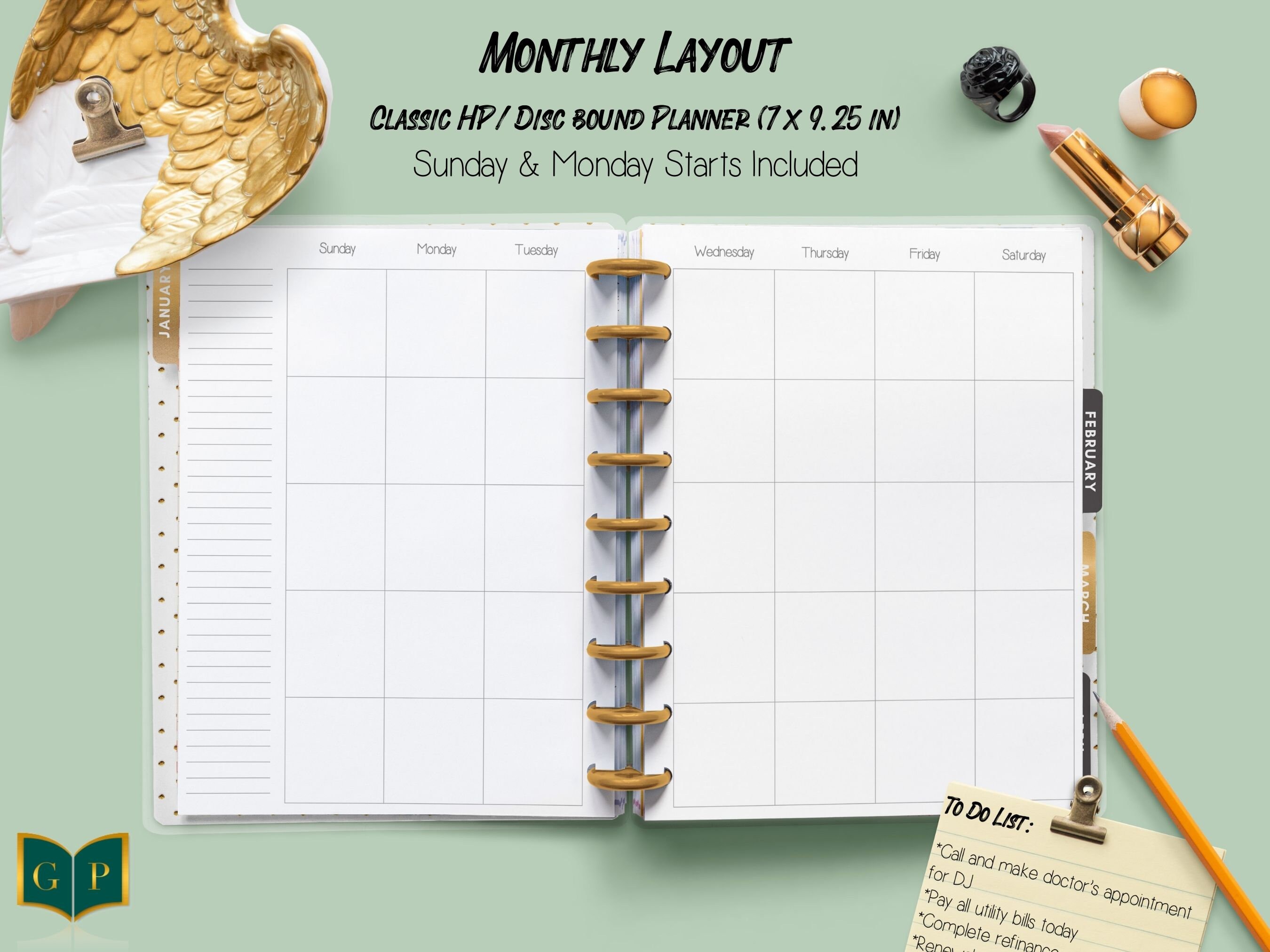 Monthly Planner Undated Month on Two Pages Monthly Calendar Inserts ...