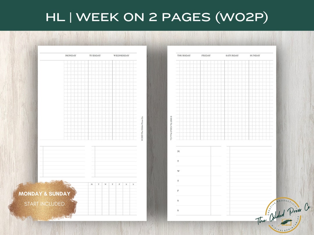 HALF LETTER Planner Inserts | WO2P Halfsies With Routine Tracker | Planner Printable | HL Disc ...