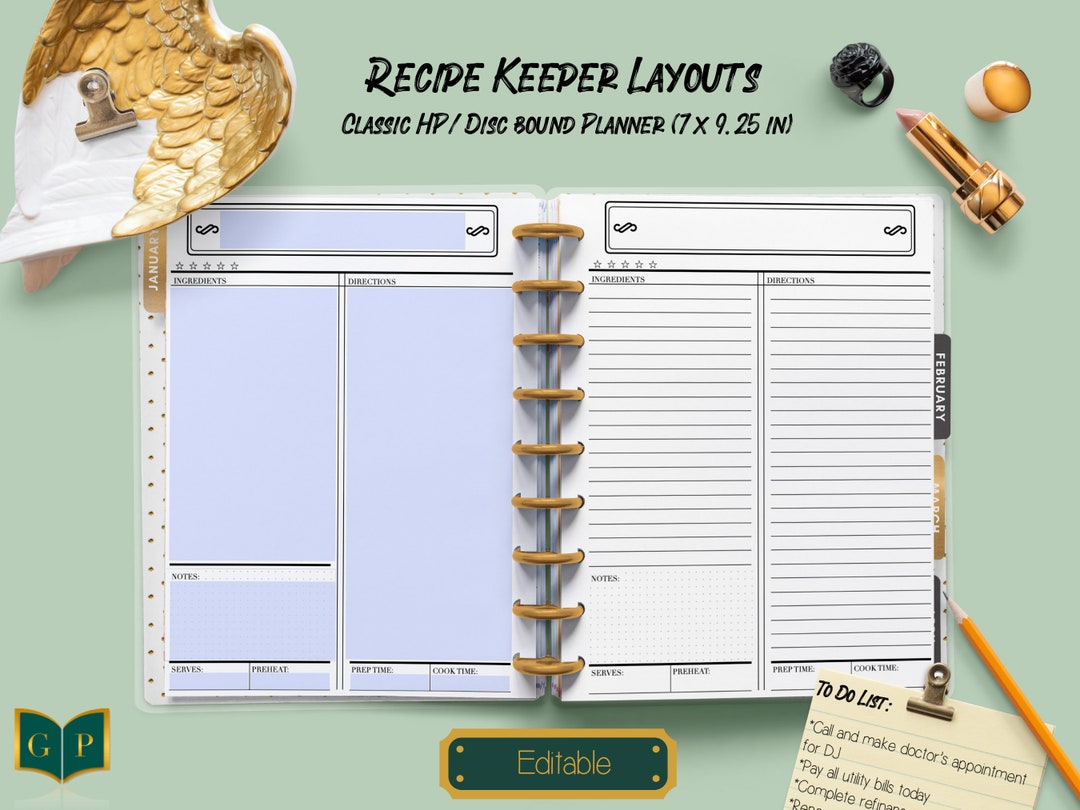 Recipe Keeper Layouts (classic Happy Planner) - Etsy