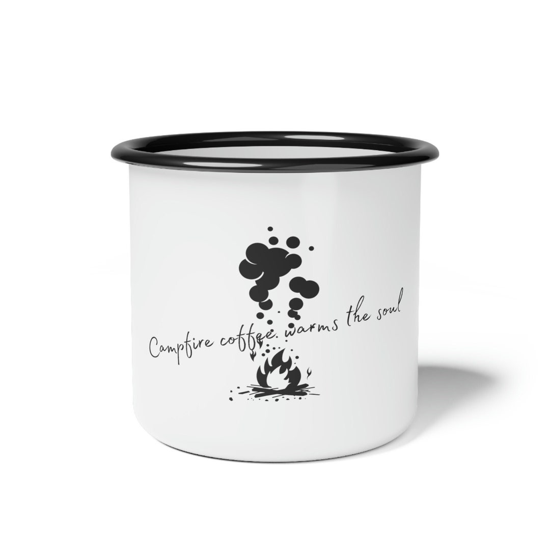 Campfire Coffee | 12 Oz Enamel Camp Cup, Camping Coffee Cup, Cute ...