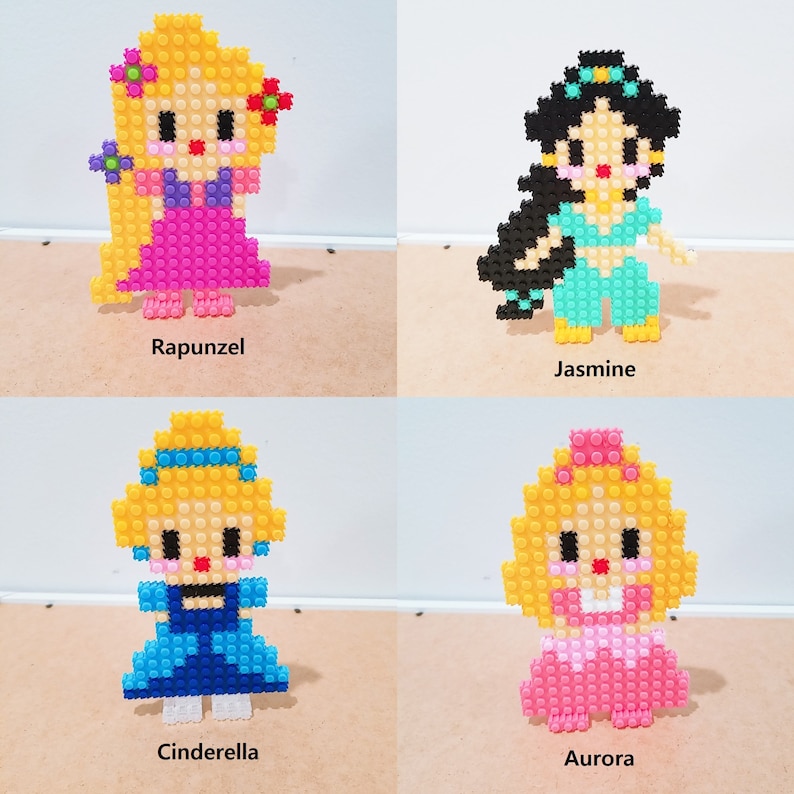 DIY Princess Character PIXEL Block Kits - Haz tu propio (llavero, kit ...