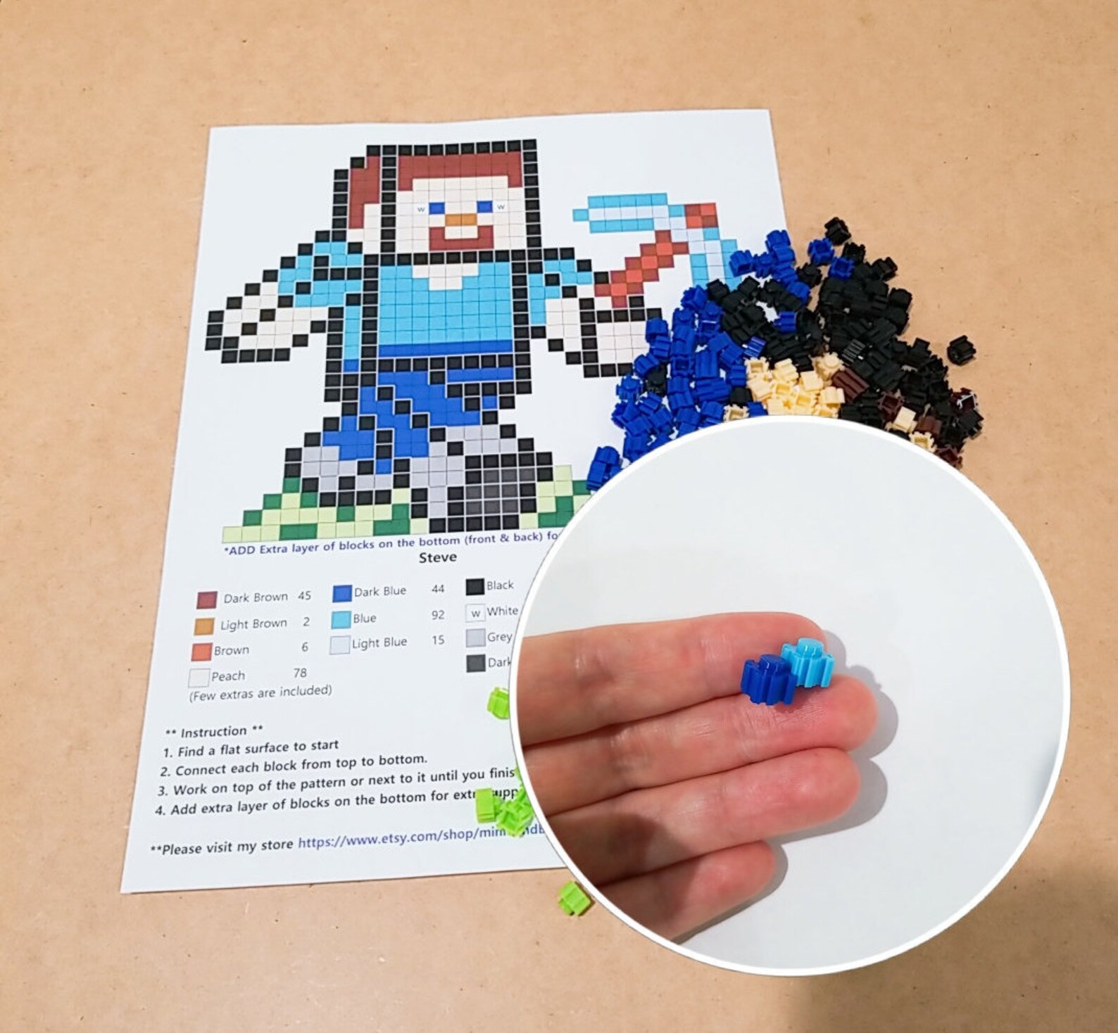 DIY Minecraft PIXEL Block Kits Make Your Own Minecraft Steve - Etsy