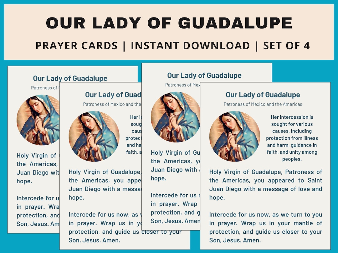 Printable Our Lady of Guadalupe Prayer Cards Instant Download Set of 4 ...