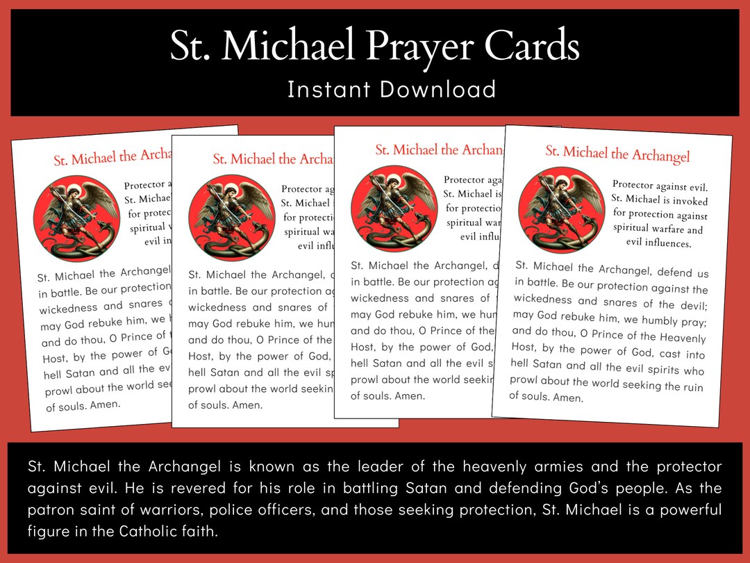 St. Michael the Archangel Prayer Cards Printable Catholic Protection ...