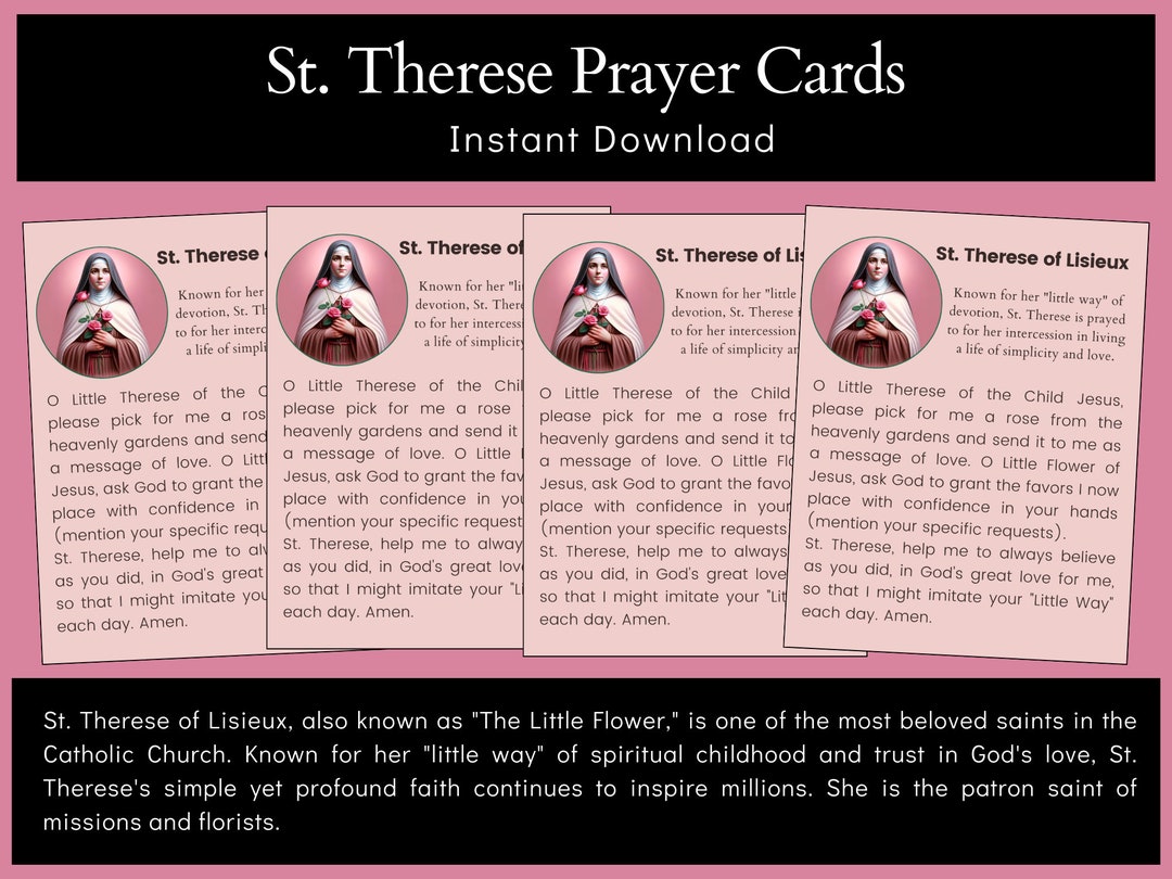 St. Therese of Lisieux Prayer Cards 4 Printable Prayer Cards Little ...