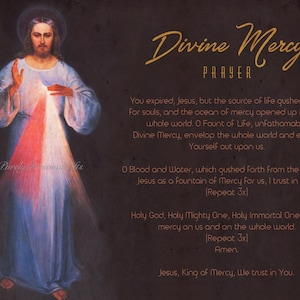Digital Download Divine Mercy, Printable Sacred Heart of Jesus ...