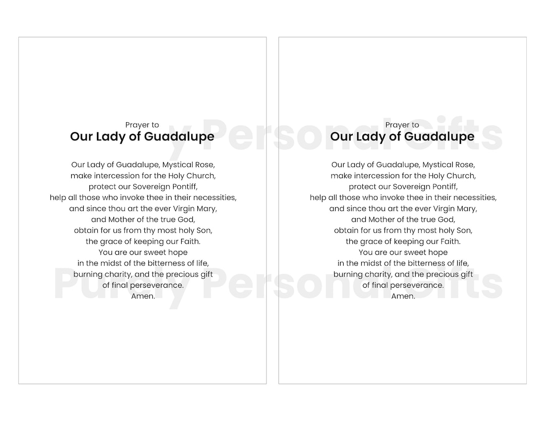 Prayer to Our Lady of Guadalupe Instant Download, Lady of Guadalupe ...